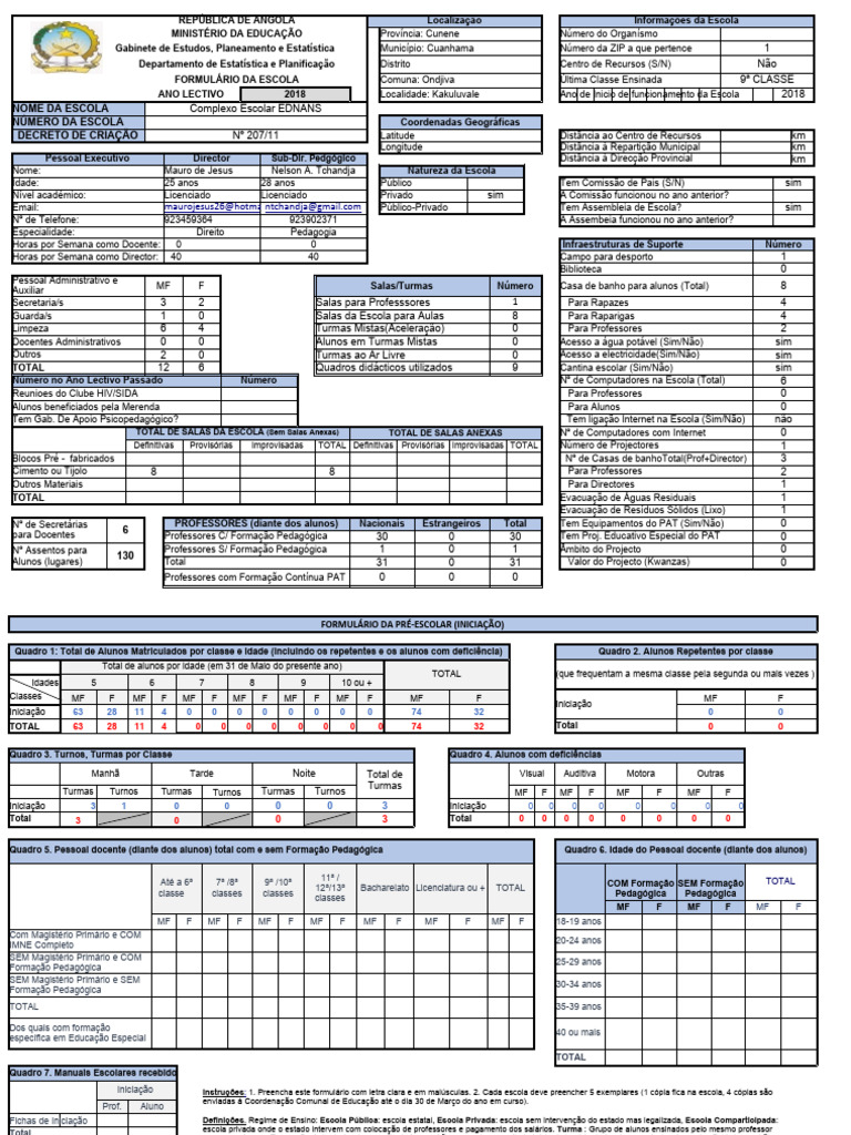 Formulario NOVOS Set2018 | PDF | Escolas | Surdez