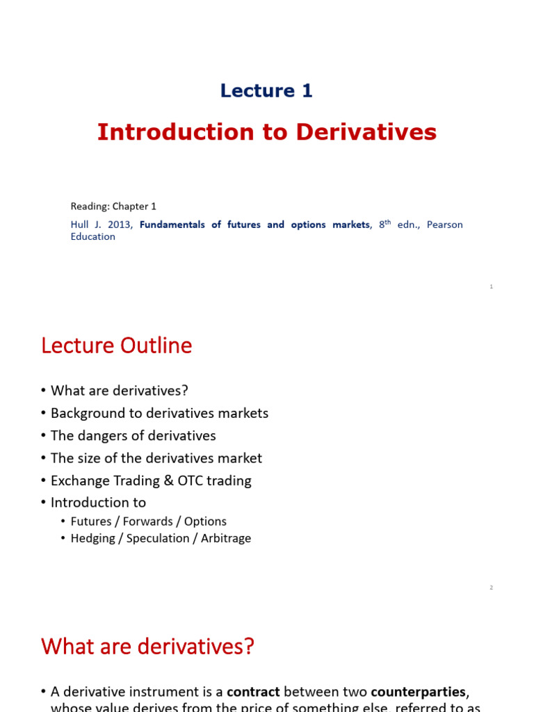 Chapter 1 - Introduction To Derivatives | PDF