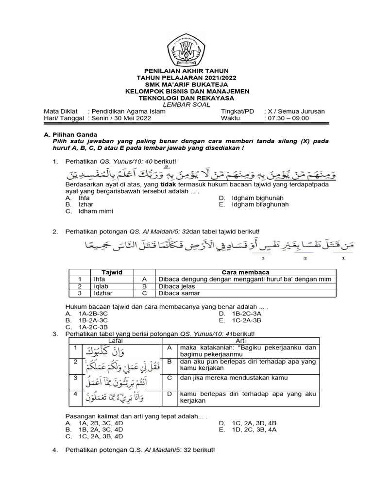 Soal Pas GNP Pai Xi 2021 2022 Utama | PDF