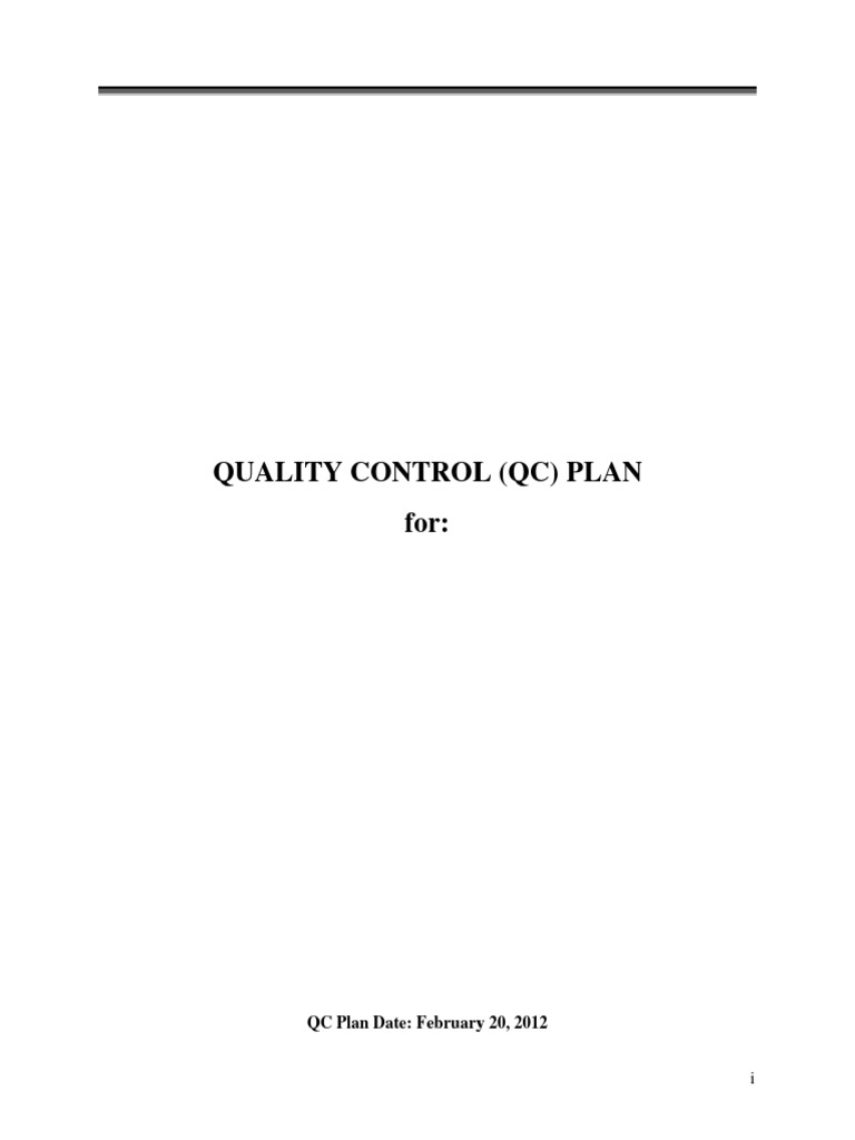 QC Plan | PDF | Specification (Technical Standard) | Verification And Validation