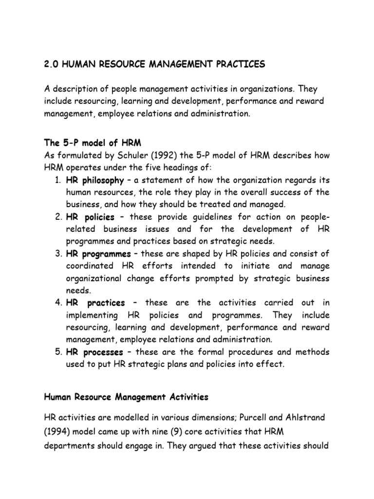 Human Resource Management Practices | PDF | Competence (Human Resources ...