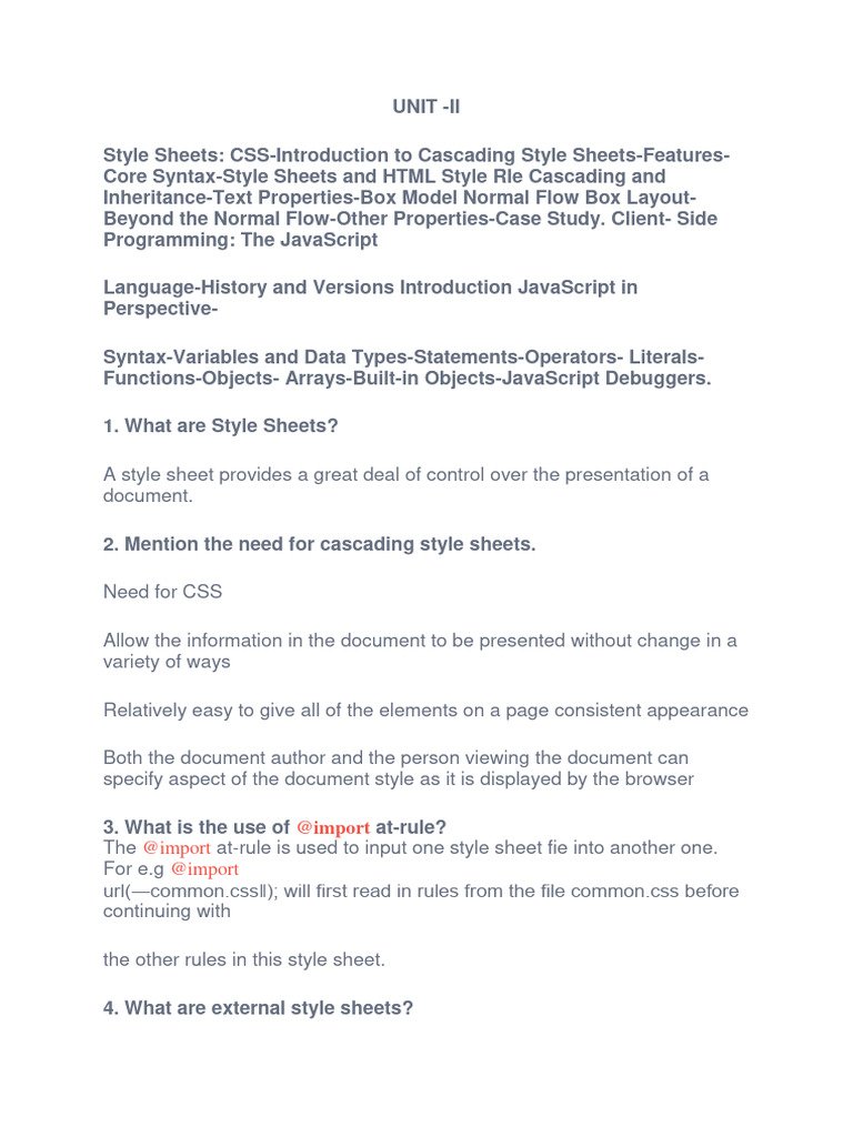 WT UNIT 2 2marks | PDF | Java Script | Html WT UNIT 2 2marks | PDF | Java Script | Html