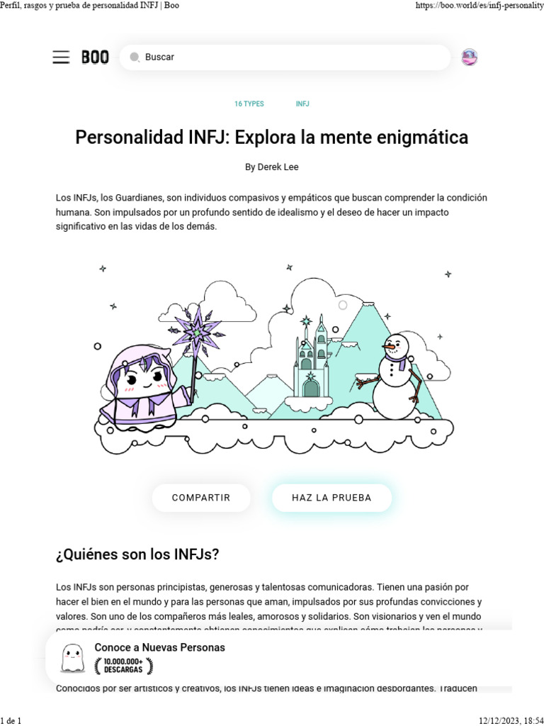 Perfil, Rasgos y Prueba de Personalidad INFJ Boo | PDF