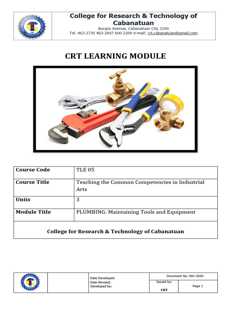 MODULE - Maintaining Plumbing Tool and Equipment | PDF | Plumbing | Leak