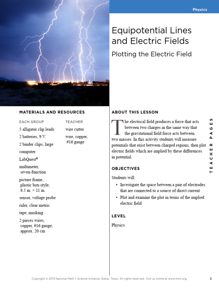 PHYS - Equipotential Lines and Electric Fields | PDF | Teaching Methods & Materials | Science ...