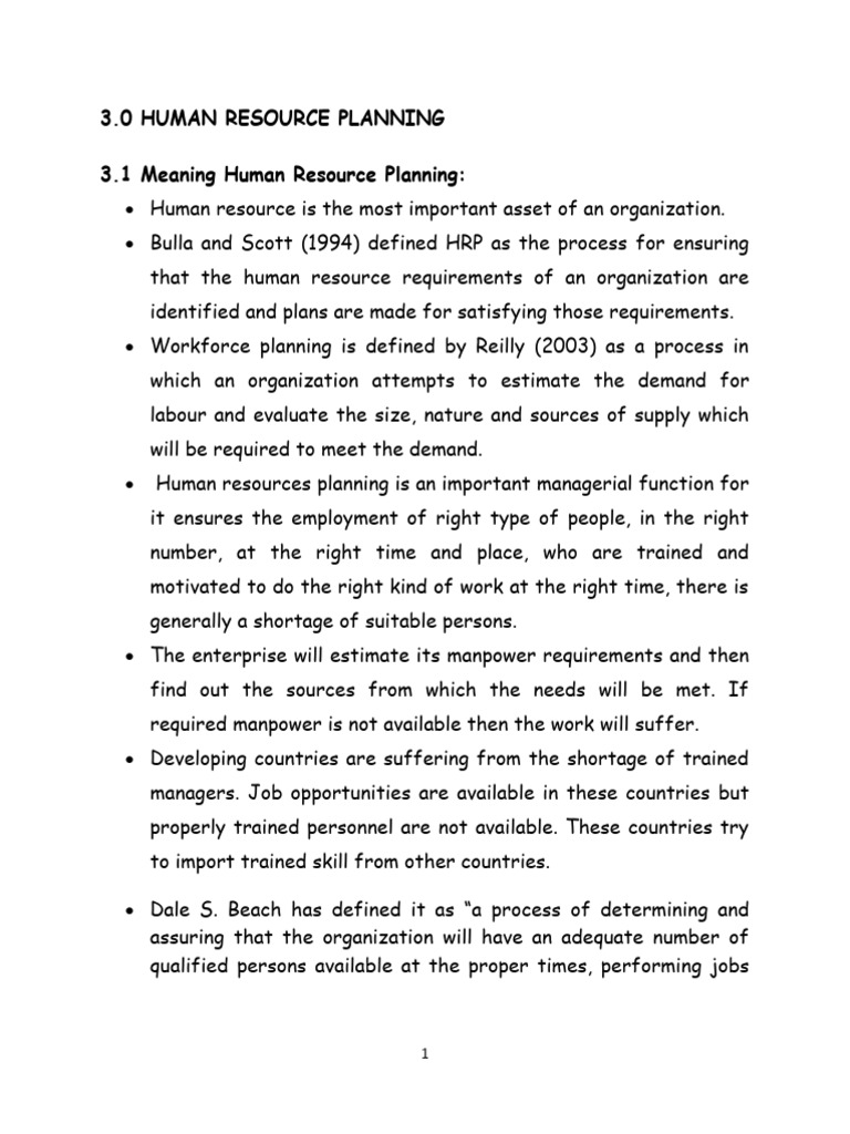 Topic 3 HUMAN RESOURCE PLANNING | PDF