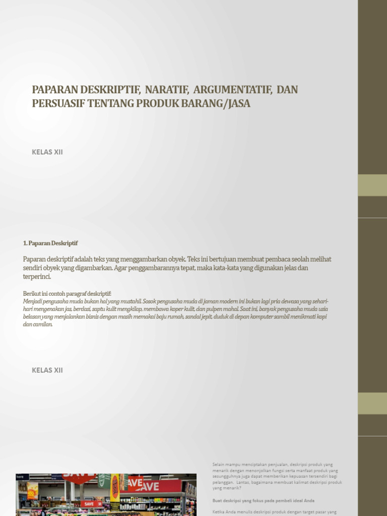 Materi Kelas Xii Paparan Deskriptif... | PDF | Karier & Perkembangan