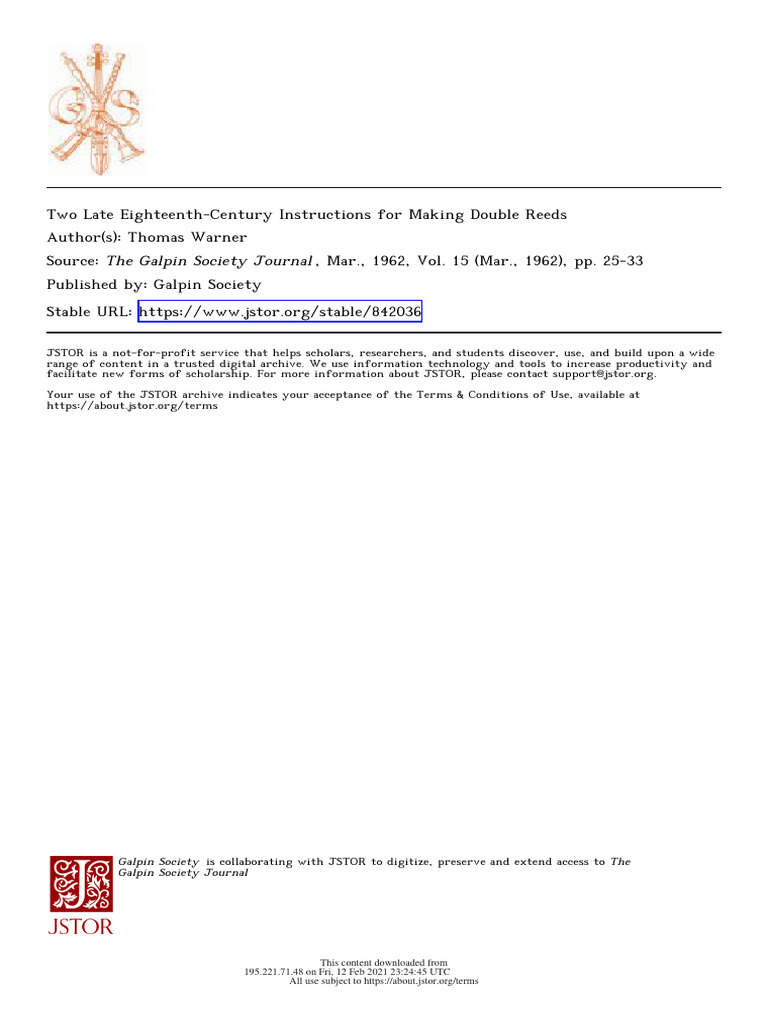 18th-Century Double Reed Crafting | PDF | Oboe | Bassoon