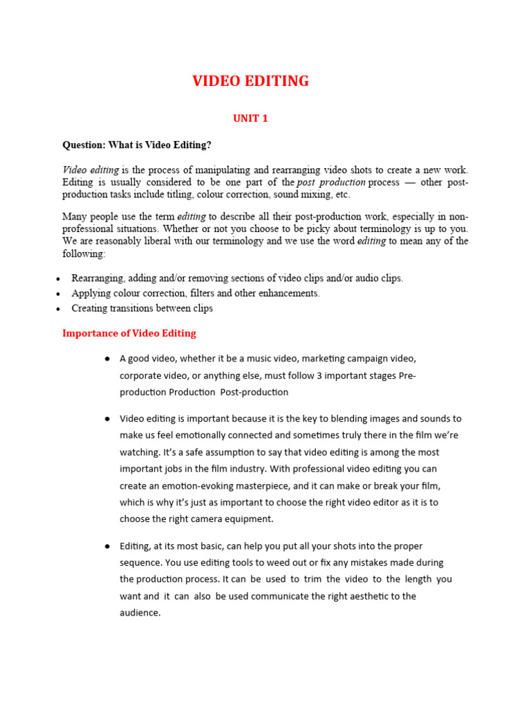 Introduction to Video Editing Basics | PDF | Data Compression | Video