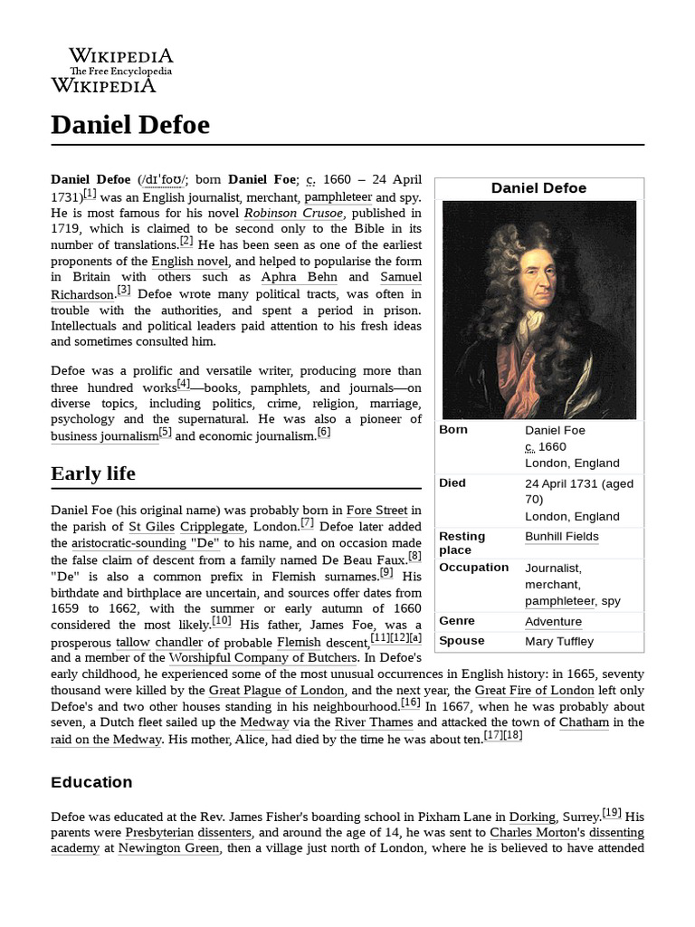 Daniel Defoe | PDF | Daniel Defoe