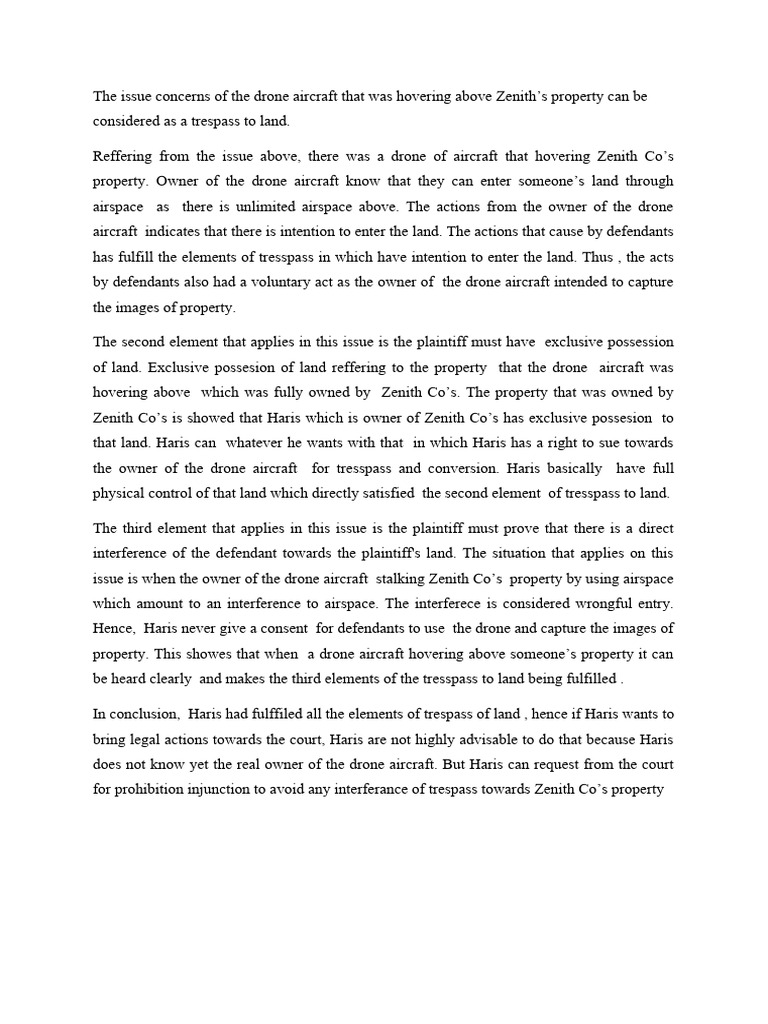 LAW 435 3rd Assignement Trespass | PDF