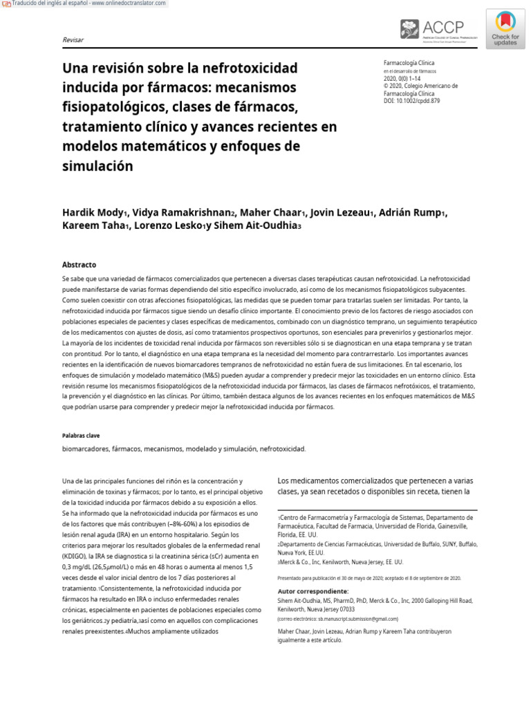Nefrotoxicidad por fármacos: revisión y avances | PDF | Medicamentos ...