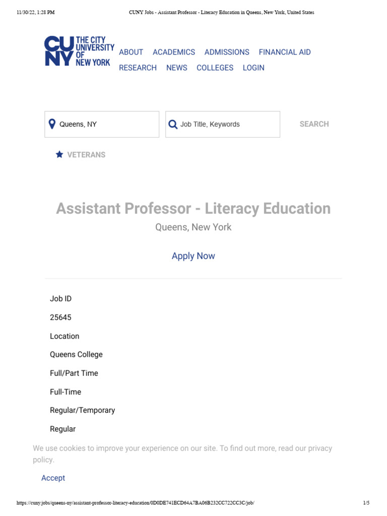 CUNY Jobs - Assistant Professor - Liter... Ion in Queens, New York ...
