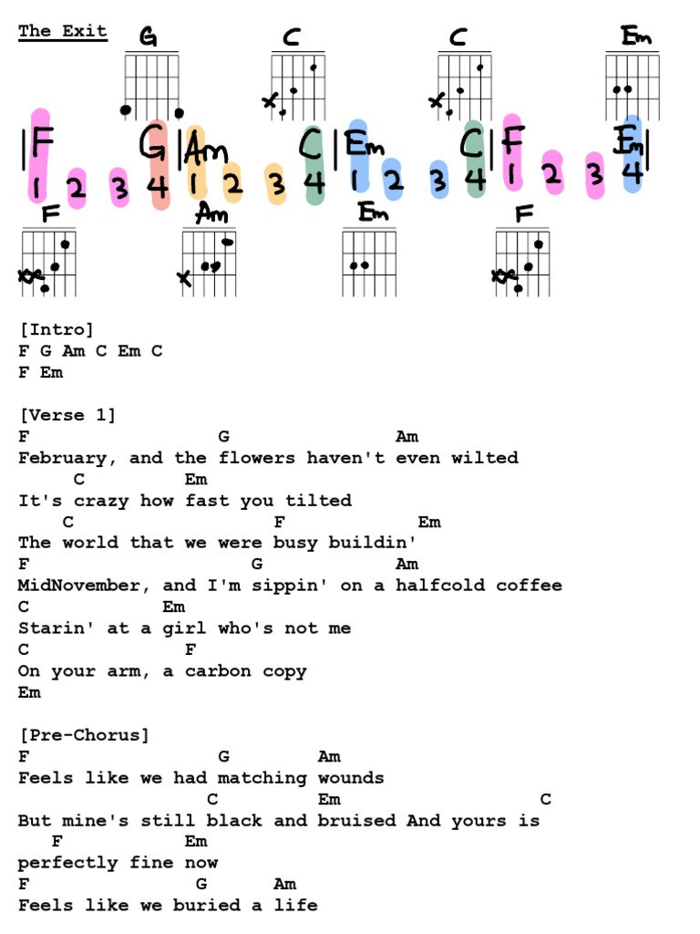 The Exit Guitar Chords | PDF | Song Structure | Oral Literature