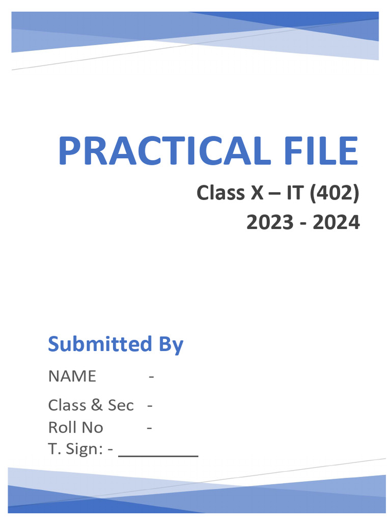 Practical File Information Technology 402 - 2023-24 | PDF