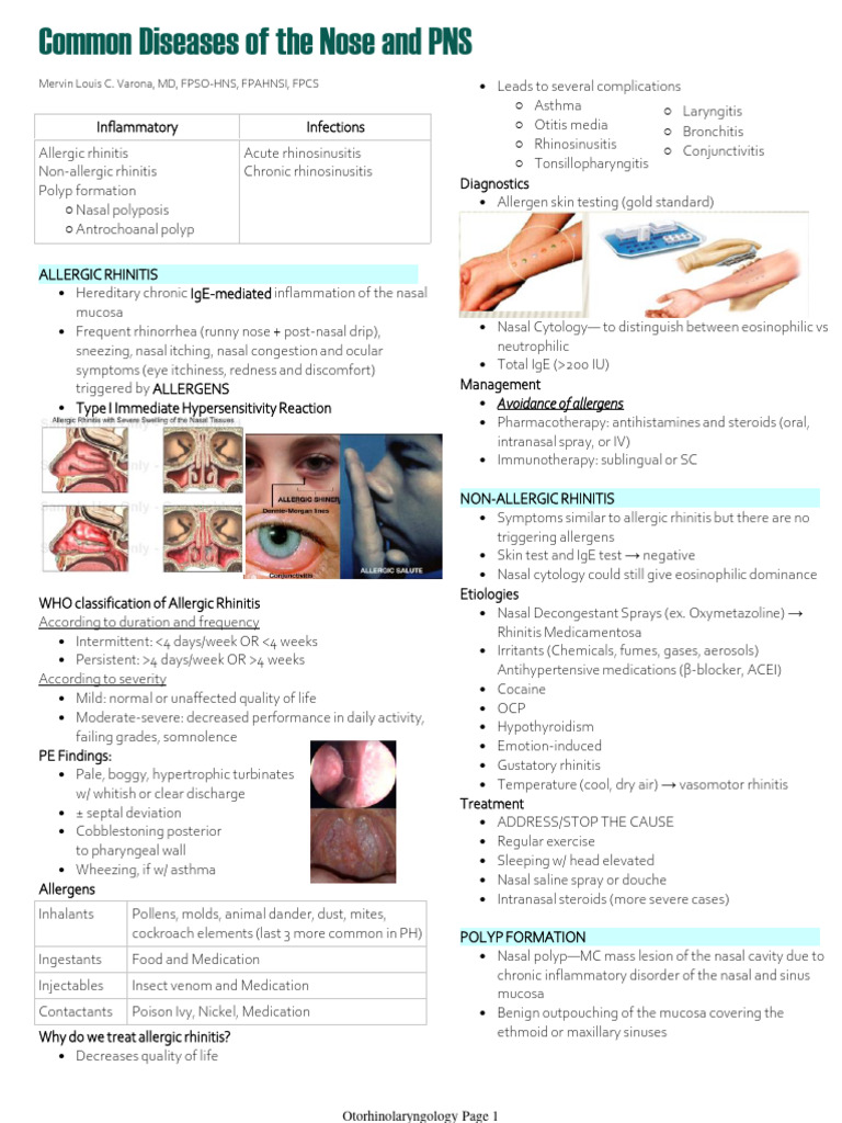 Diseases of The Nose and PNS | PDF