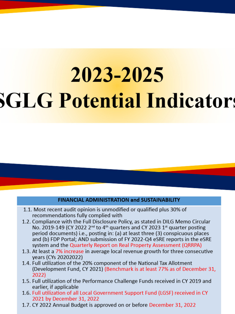SGLG Indicator | PDF | Municipal Solid Waste | Waste