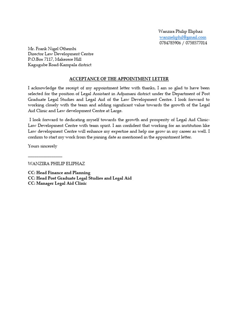 Acknowledgement Letter | PDF
