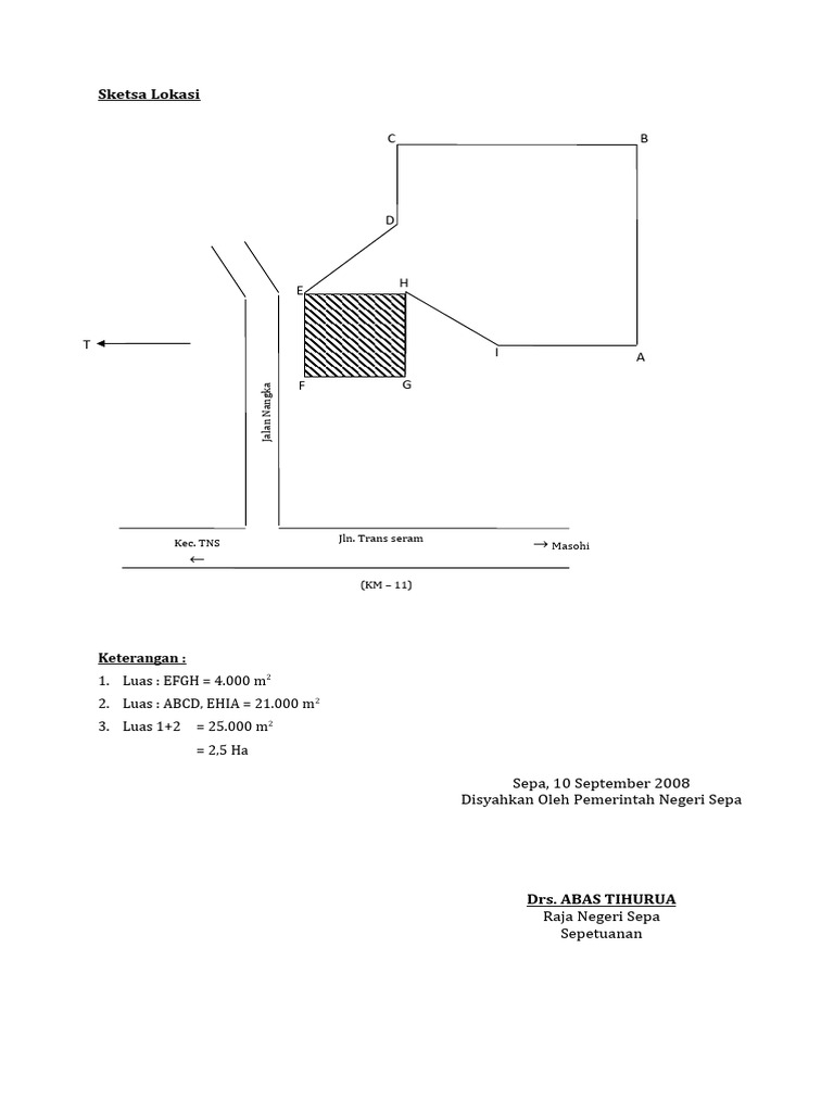 Sketsa Lokasi Luas 25.000 m2 Sepa | PDF