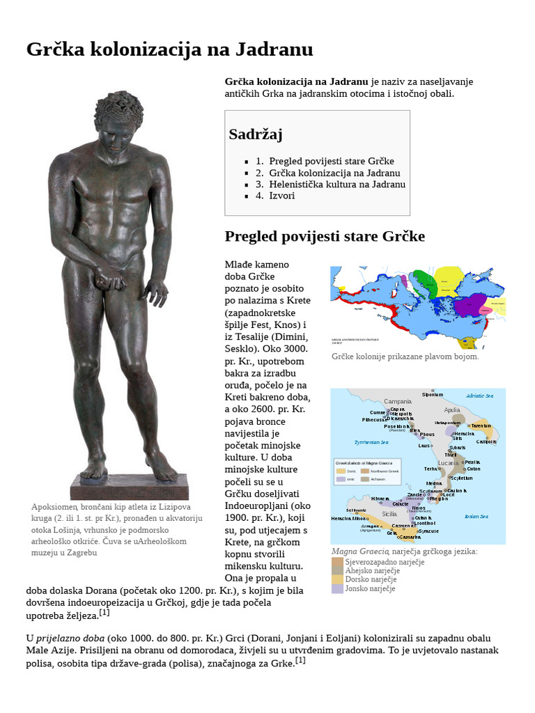 Grčka Kolonizacija Na Jadranu | PDF