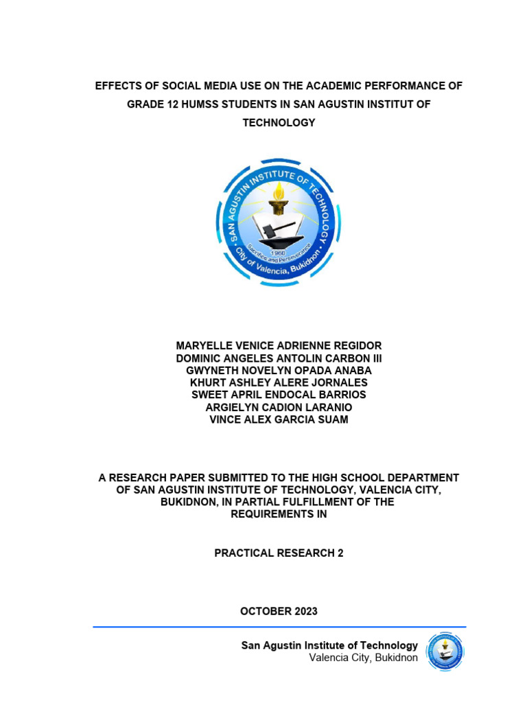 Effects of Social Media Use On The Academic Performance of Grade 12 ...