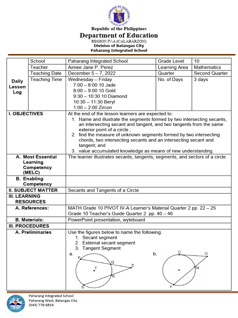 Dec 56 Secant Ssegment Tangent Segment Pdf 