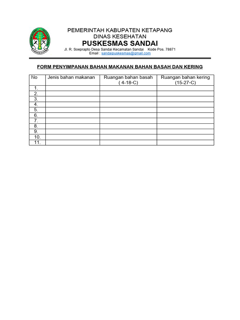 Form Penyimpanan Makanan 3.5 | PDF