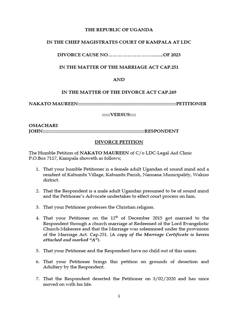 Divorce Petition | PDF | Law