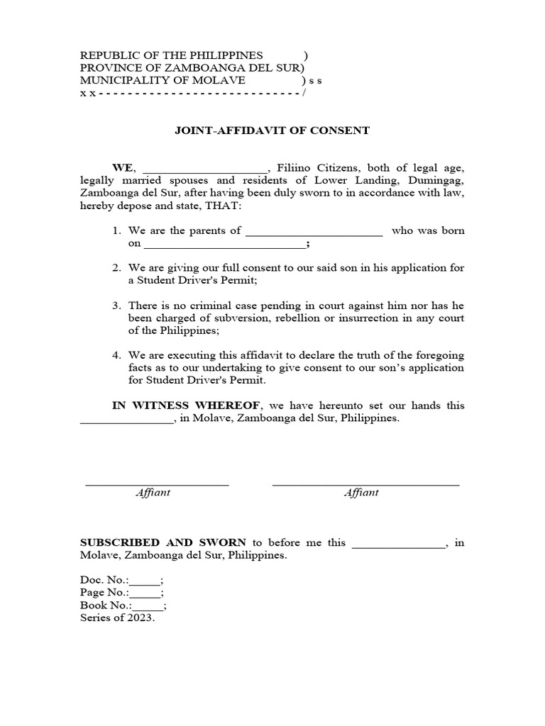 Affidavit of Consent (Lto) | PDF