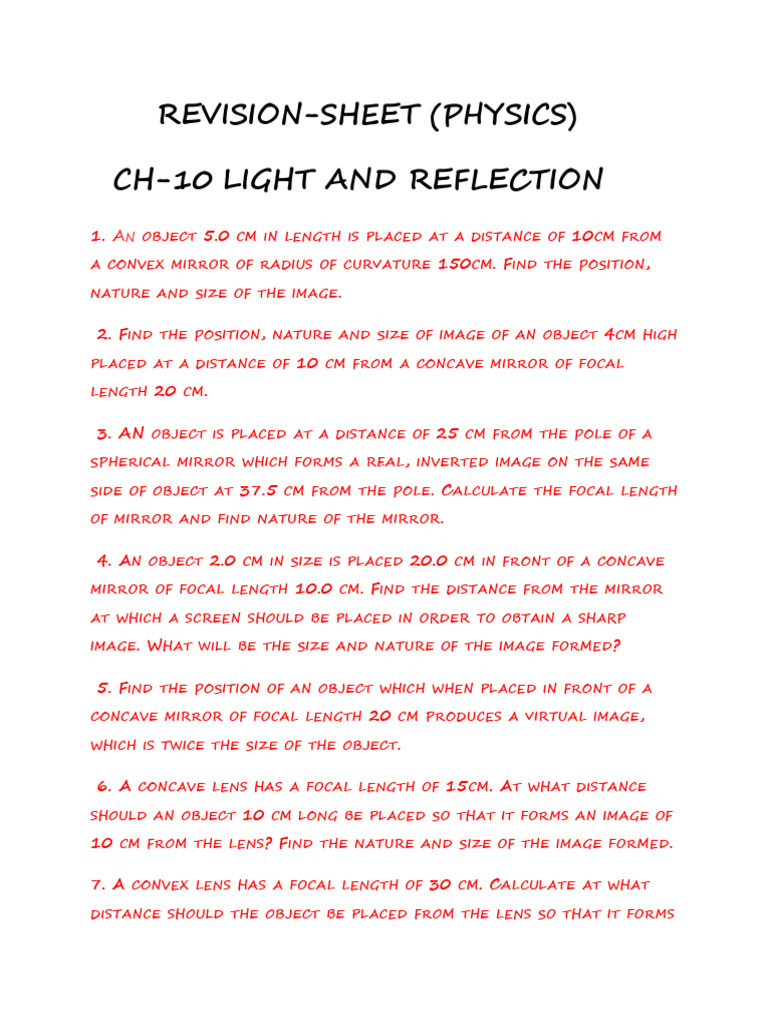Chapter 10 Class 10 Science | PDF | Components | Optics