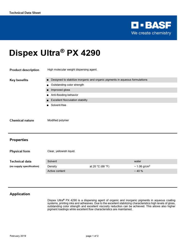 Dispex Ultra PX 4290 - TDS | PDF
