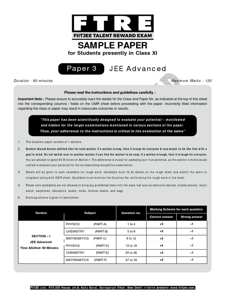 Ftre 2023 Sample Paper Class Xi p3 Pcm | PDF | Conformational Isomerism | Chemical Bond