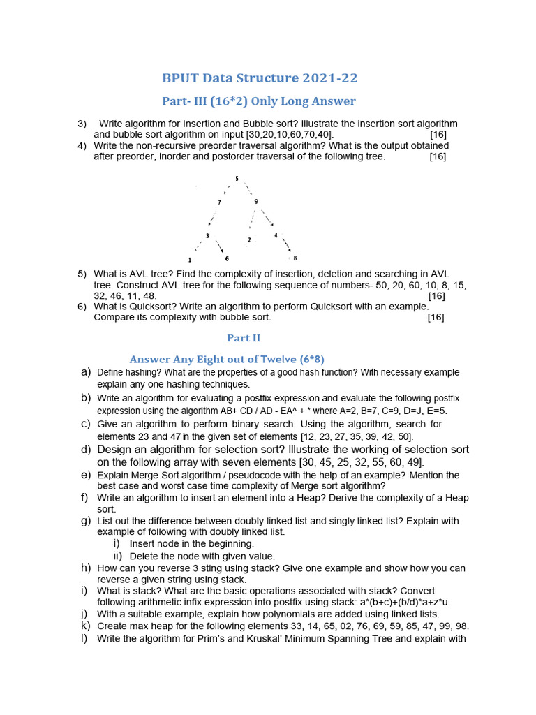 BPUT Data Structure 2021 | PDF | Computer Data | Computing BPUT Data Structure 2021 | PDF | Computer Data | Computing