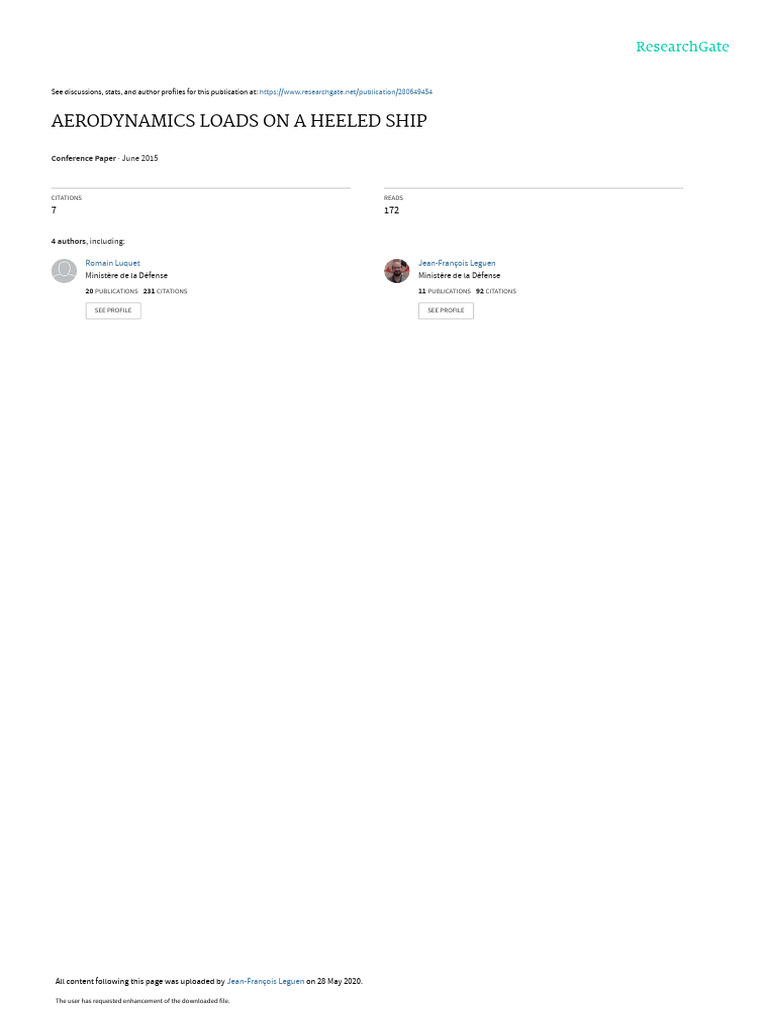 Aerodynamics Loads On A Heeled Ship | PDF