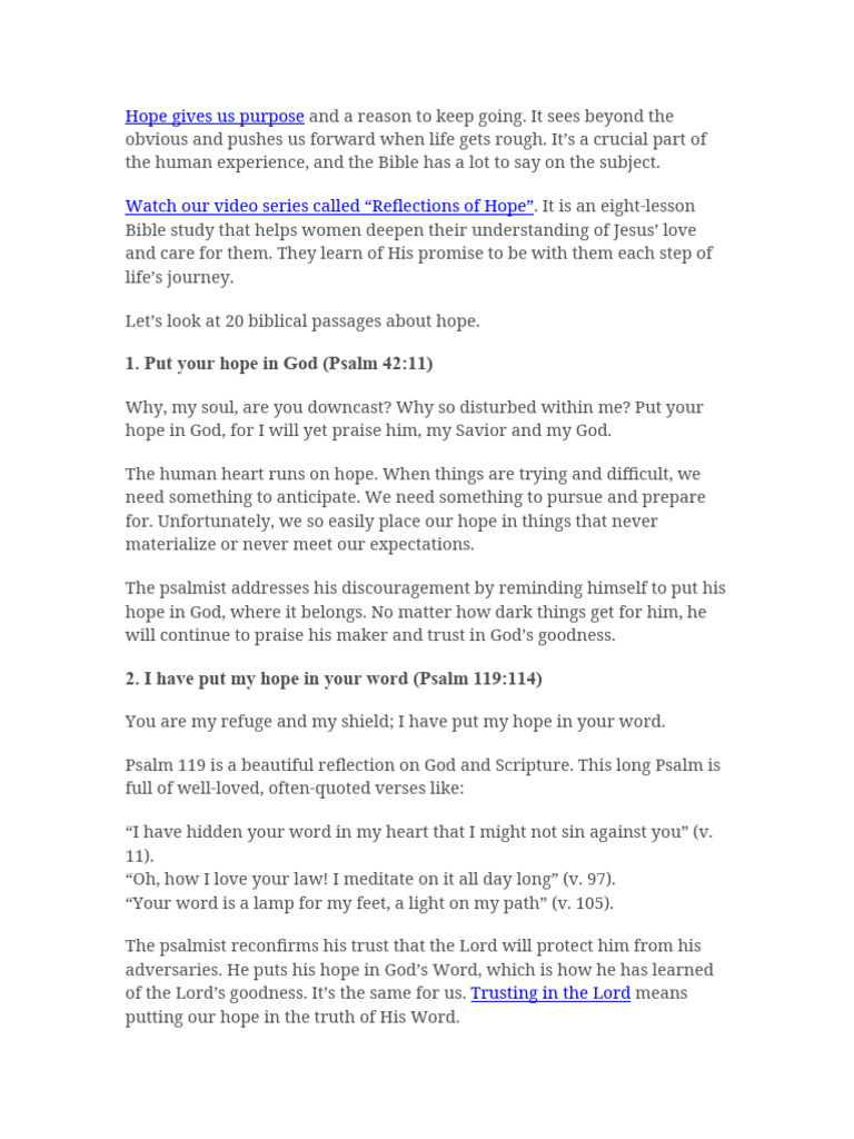 20 Bible Verses About Hope | PDF