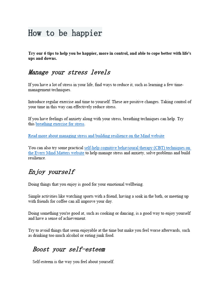 How To Be Happier | PDF | Psychological Resilience | Self Esteem
