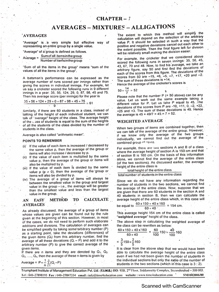 Average, Mixture & Allegations | PDF