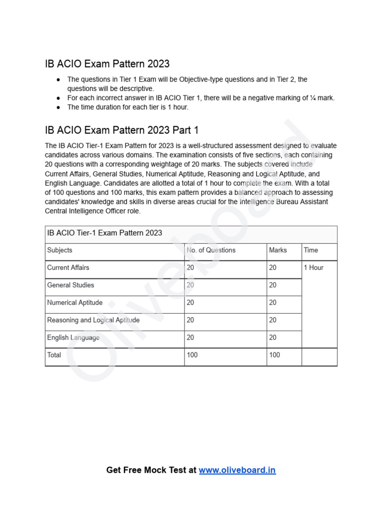 IB ACIO Exam Pattern & Syllabus 2023 | PDF | Geometry | Mathematics