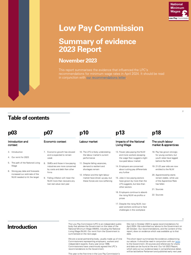 2023 Low Pay Commission Report Summary | PDF | Cost Of Living | Living Wage