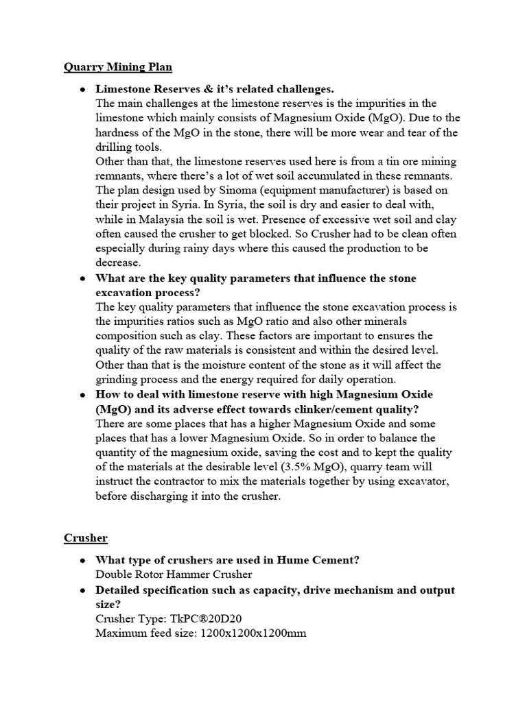 Quarry Mining Plan | PDF