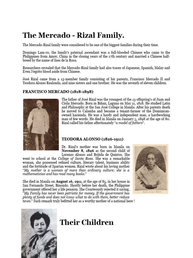 Rizal's Family Life | PDF | Philippines