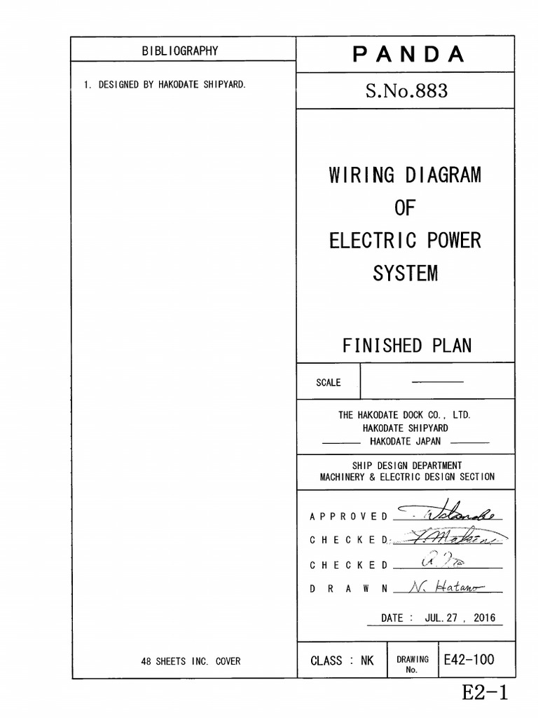 E2-1 Wiring Diagram of Electric Power System | PDF