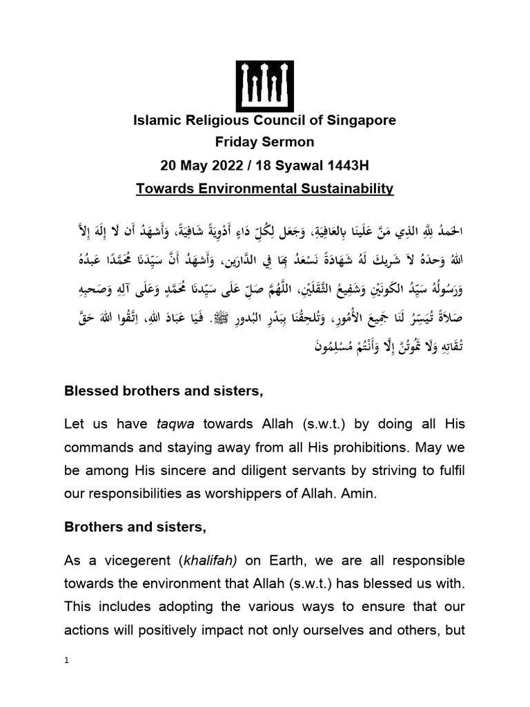 Towards Environmental Sustainability | PDF | God In Islam | Hadith