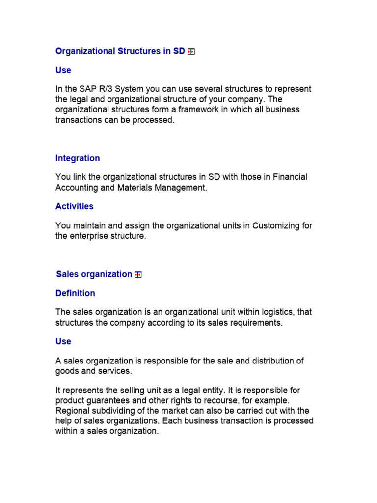 Organizational Structures in SD | PDF | Sales | Freight Transport