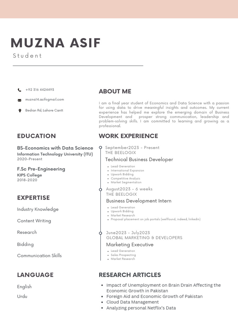 Muzna Asif CV | PDF