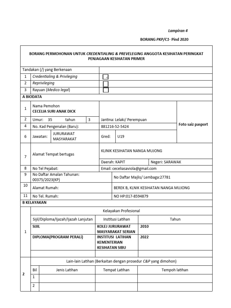 BORANG PKP.C1 - Pind.2020 Lampiran 4 | PDF