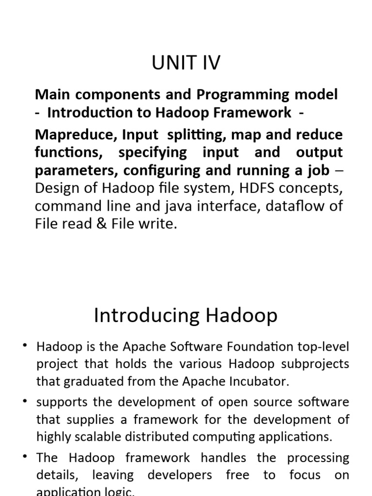 Unit Iv-1 | Download Free PDF | Apache Hadoop | Map Reduce