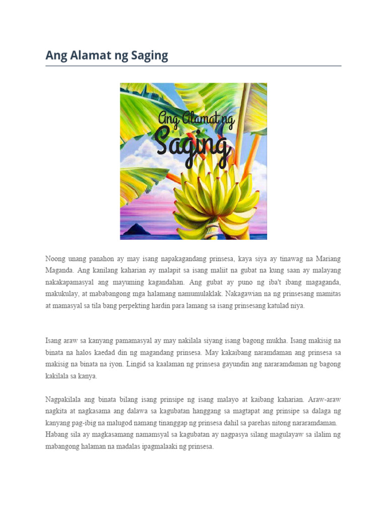 Ang Alamat NG Saging | PDF