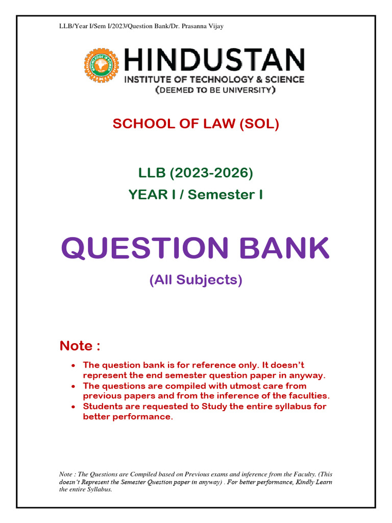 SEM1 - Qbank - Dr. PV | PDF