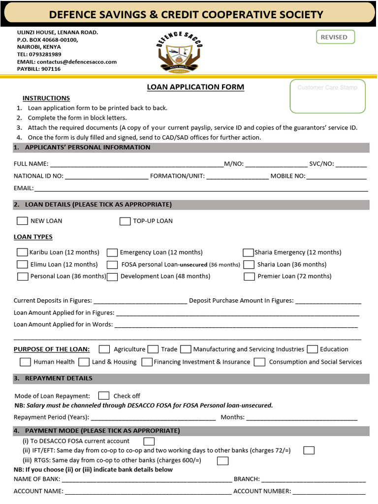 Loan Application Form Pdf Law